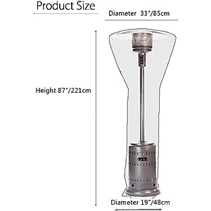 Ter Revin Patio Heater Cover Standup Waterproof with Zipper Stand Up Outdoor Round Heater Covers 89'' H x 33" D x 19" B Black