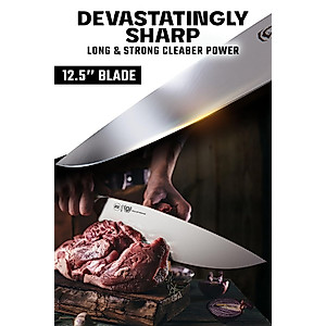 Dalstrong Giant Butcher Meat Cleaver Knife - 12.5"-Gladiator Series-The Devastator - Massive 4mm Thick-HC German Steel Kitchen Knife-Giftable Breaking Knife-w/Sheath