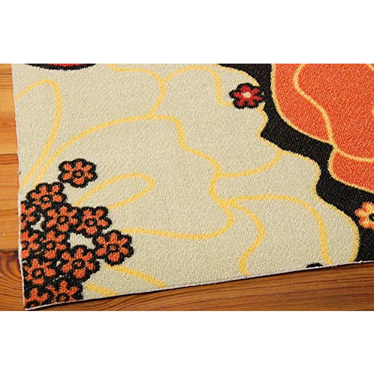 Nourison Home & Garden Indoor/Outdoor Black 5'3" x 7'5" Area-Rug, Easy washing, Non Shedding, Bed Room, Living Room, Dining Room, Kitchen (5x7)