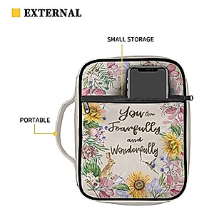 chaqlin Bible Cover for Women Girls Small Bible Protective Bible Book Case Fits Books 11X8.6X2.36 in Church Bag with Handle