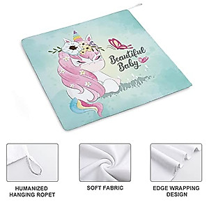 Lurnise Hand Towel Unicorn Butterfly Hand Towels Dish Towel Lanyard Design for Bathroom Kitchen Sports