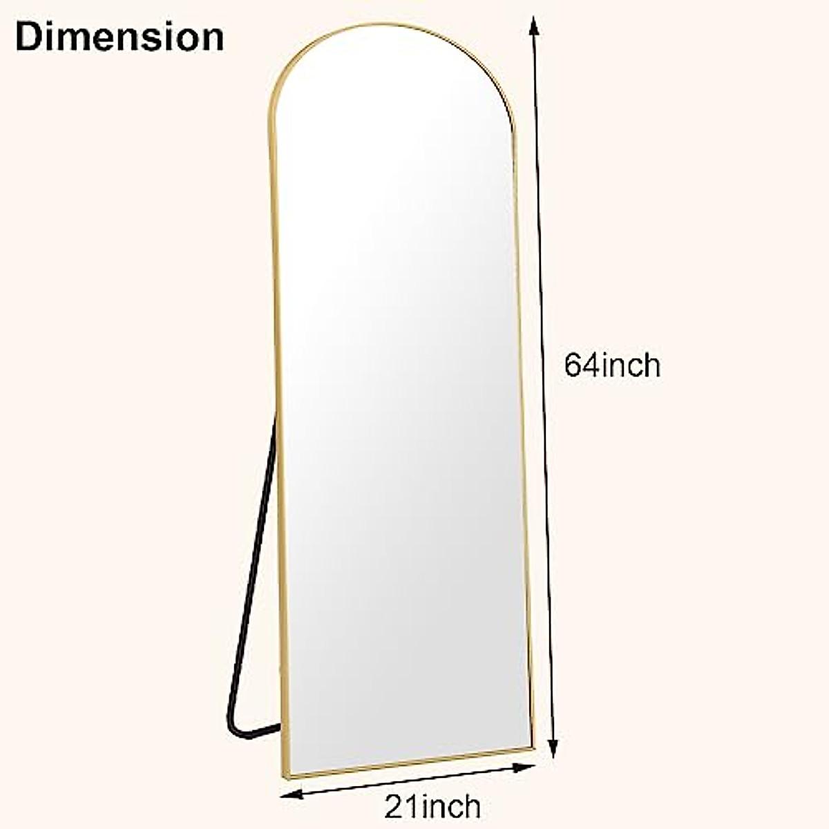 HARRITPURE 64"x21" Arched Full Length Mirror Free Standing Leaning Mirror Hanging Mounted Mirror Aluminum Frame Modern Simple Home Decor for Living Room Bedroom Cloakroom, Gold