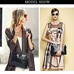 Goclothod Handbag Women Alligator Shoulder Bag Patent Leather Tote Purse