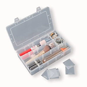 Sympabasic Souffahouse 2 Pack Plastic Small Crafts Storage Boxes with Adjustable Dividers (15 Grid)