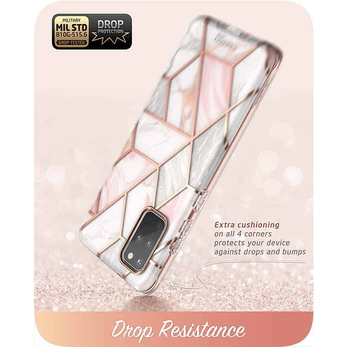 i-Blason Cosmo Series Case for Samsung Galaxy S20+ Plus 5G (2020 Release), Stylish Glitter Protective Bumper Case with Built-in Screen Protector (Marble)