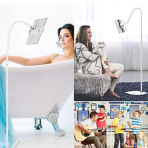Gooseneck Tablet Stand Cell Phone Stand with Stable Base Adjustable 360 Degree Rotating Floor Stand for iPad Within 4-12.9 inches