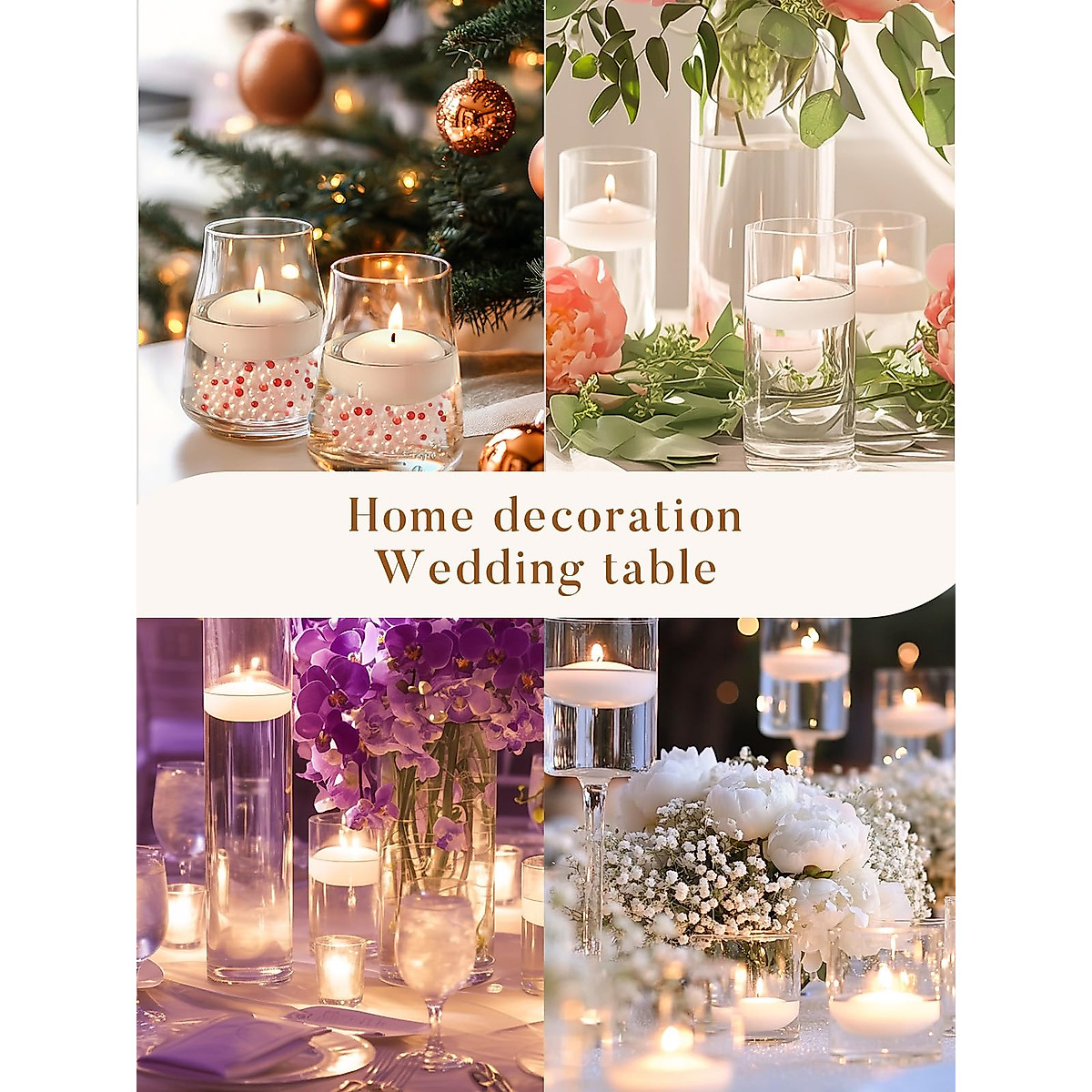 Ashlux White Floating Candles 2 inch, 24 Pack Floating Candles 5-6 Hours Long Burning, Unscented Floating Candles for Centerpieces, Wedding, Proposal Decorations, Romantic Night for Her/Him Set