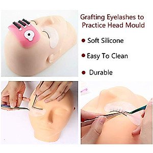 Lash Mannequin Head,Silicone Mannequin Head,Pro Training Mannequin Flat Head Practice,for Make Up and Lash Extention,Cosmetology Mannequin Doll Face Head (Skin colour -A)