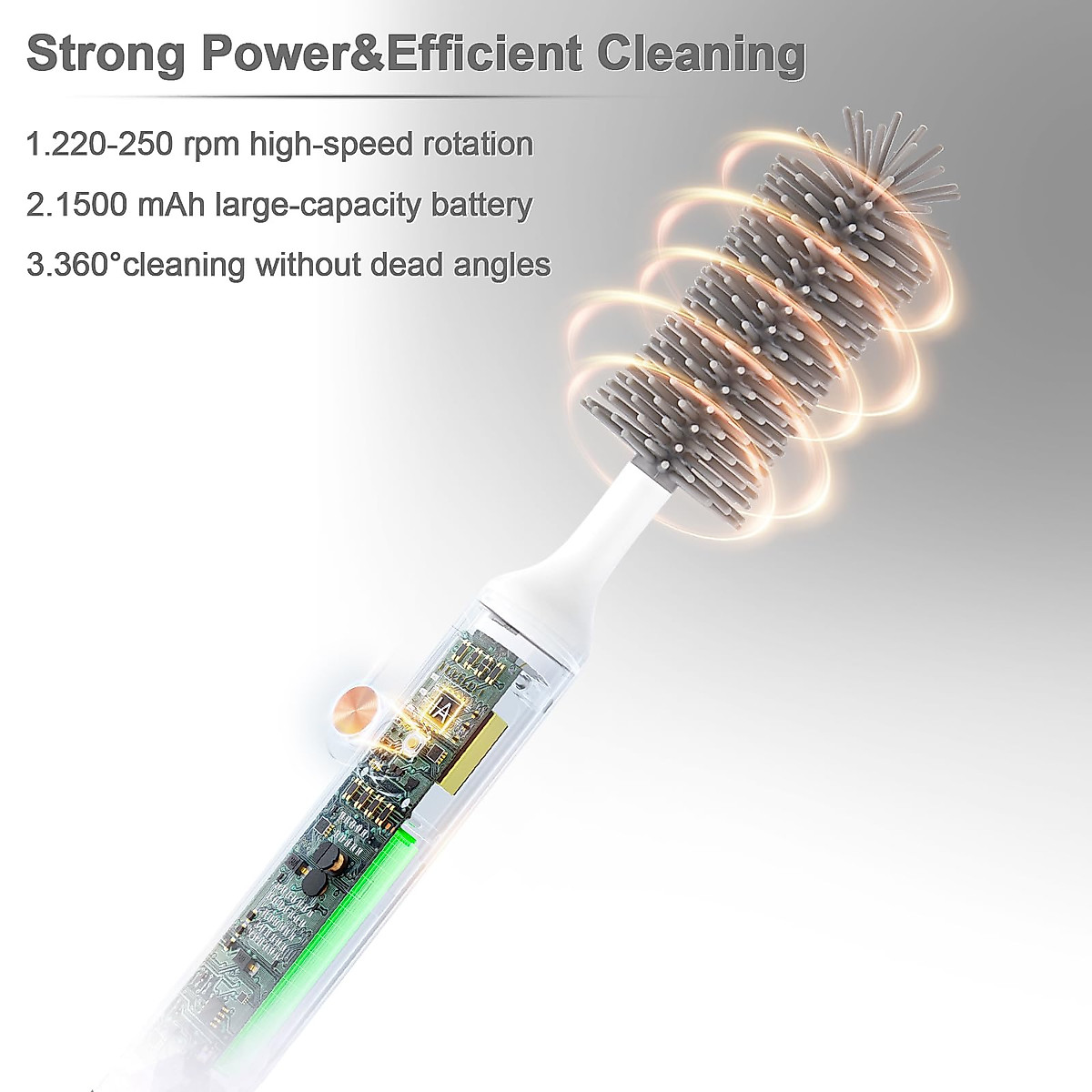 biqin Electric Cleaning Brush Set 4 Piece Multi-Purpose Cleaner Brushes,360° high-Speed Rotation Cleaning,1500mAh,Waterproof IPX65,Perfect Household Cleaning Brushes(White)