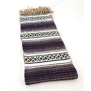 Artisan Made Traditional 54" x 76" Striped Mexican Blanket Yoga Studio Quality Purple Deluxe