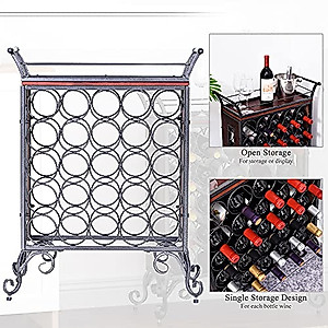 HOMCOM 25 Bottle Horizontal Free Standing Wine Rack Stand Wood and Metal - Black