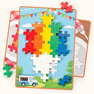 PLUS PLUS - BIG - BIG Picture Puzzles, Basic Color Mix - Construction Building Stem Toy, Interlocking Large Puzzle Blocks for Toddlers and Preschool