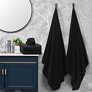Junsey Bathroom Towels Set of 4, 35x70 Inches Extra Large Bath Towels Oversized 600 GSM Shower Towels Quick Dry Ultra Soft Absorbent Bath Towels Sheet for Bathroom Hotel Spa Black
