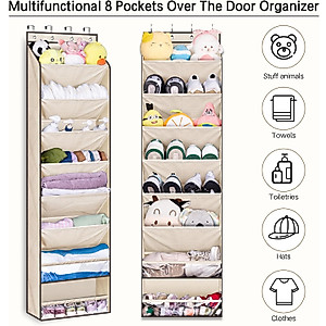 KEETDY Over The Door Shoe Organizer Fit 20 Pairs Sneakers Large Hanging Shoe Organizer for Closet Door Storage Boots, Beige