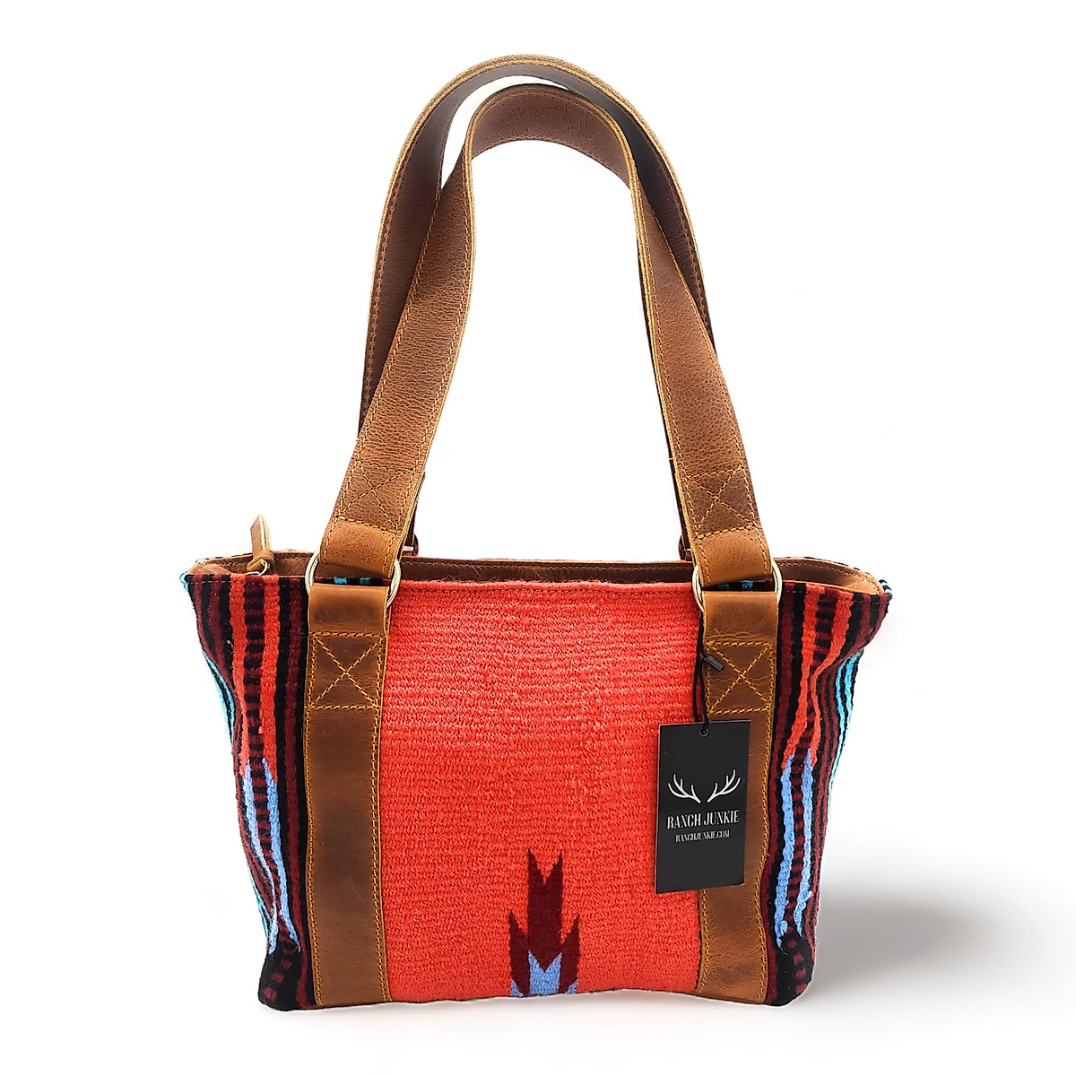 Southwestern Handwoven Wool Leather Boho Tote Western Handbag (Sedona)