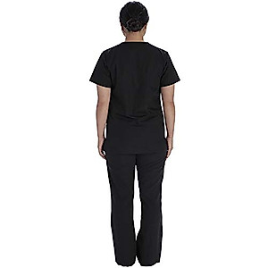Vital Threads Men and Women Scrubs Set V-Neck Top & Drawstring Pant, VT526C, M, Black
