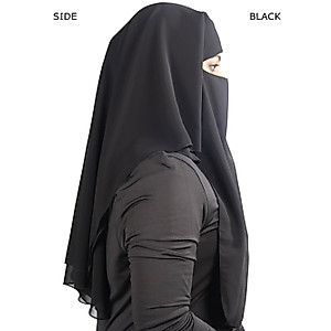 MyBatua 3 Layers Saudi Niqab In Breathable Black Georgette, Wholesale Price, 1pc Face Veil NQ-003