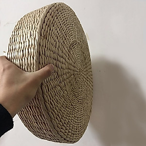 Layboo Handcrafted Eco-Friendly Breathable Padded Knitted Straw Flat Seat Cushion/Straw futon Cushion (Round 45cm(17.72 in))