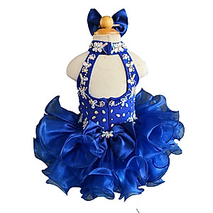 Jenniferwu G284-6 Infant Toddler Baby Newborn Little Girl's Pageant Party Birthday Dress Blue Size 18-24M