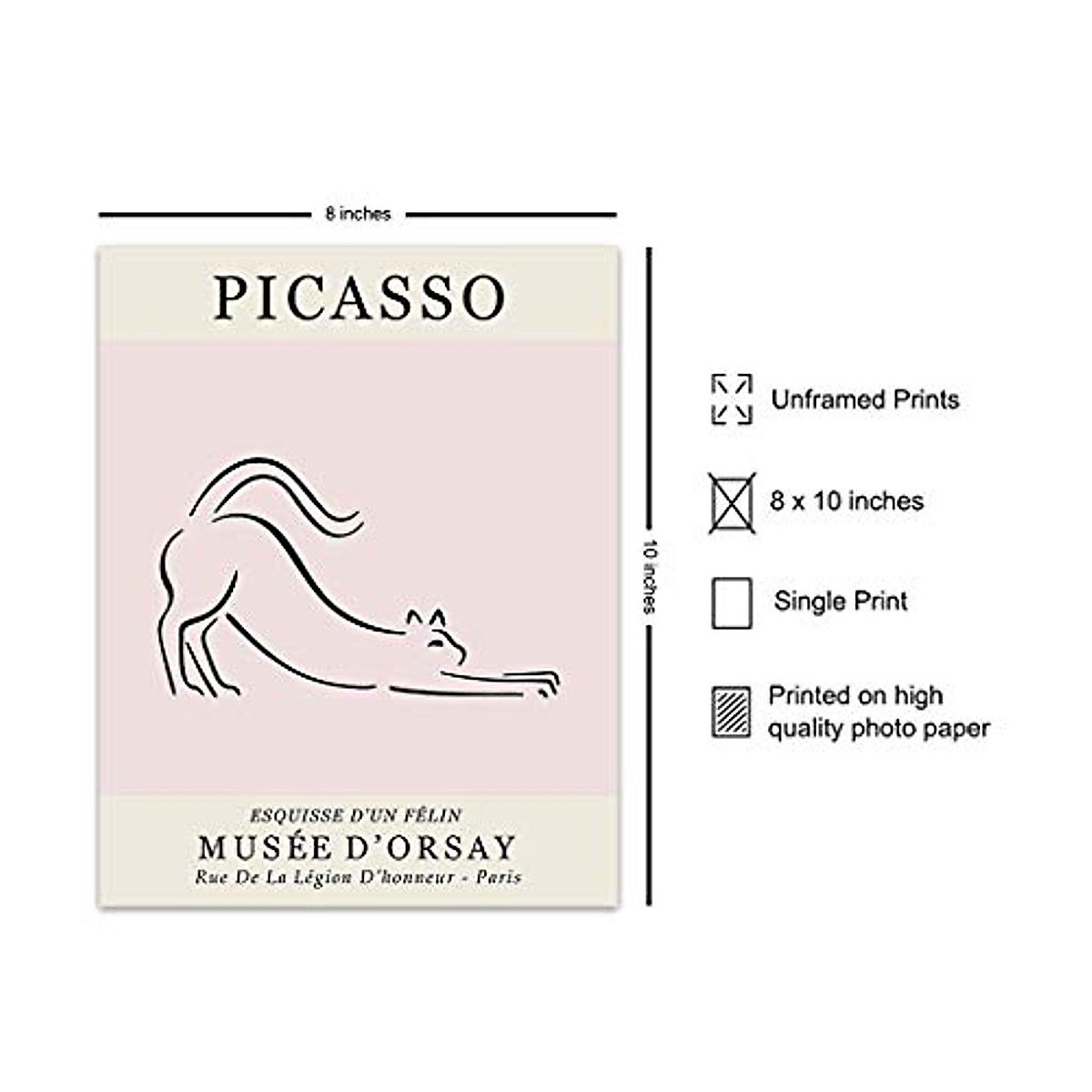 Cat Home Decor - Pablo Picasso Wall Art - Picasso Poster - Cat Wall Art - Pablo Picasso Poster - Pablo Picasso Prints - Pablo Picasso Art - Cat Wall Decor - Cute Cat Lover Gifts for Women - Pink