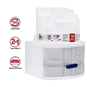 SINGER Sew-It-Goes Spin & Go Multipurpose Sewing Storage Container and Craft Organizer with Removable Drawers, Built-in Peg Board