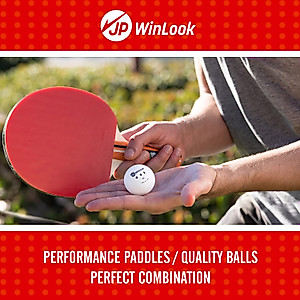 JP WinLook Ping Pong Paddles Sets of 4 - Portable Table Tennis Paddle Set with Ping Pong Paddles Professional Case & Ping Pong Balls. Premium Table Tennis Racket Player Set for Indoor & Outdoor Games