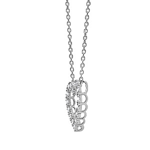 Beyond Brilliance 1/4 Carat Diamond, Prong Set Round Cut Diamond Heart Shape Pendant 18 inch Cable Chain Necklace Natural Diamond Jewelry for Women, Gift Box Included