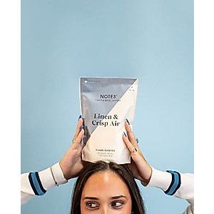 NOTES Sustainable Candle Starter Kit - Zesty Fresh Duo | Refillable & Reusable Candles | Fresh Scented Candles | 100% Natural Wax | Citrus & Fresh Basil and Linen & Crisp Air Candle Refills