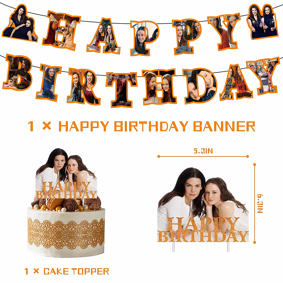 Gilmore Birthday Party Decoration, Include Birthday Banner, Cake Topper, Latex Balloons, Hanging Swirls for Gilmore TV Show Theme Kids Fans Birthday Party Supplies