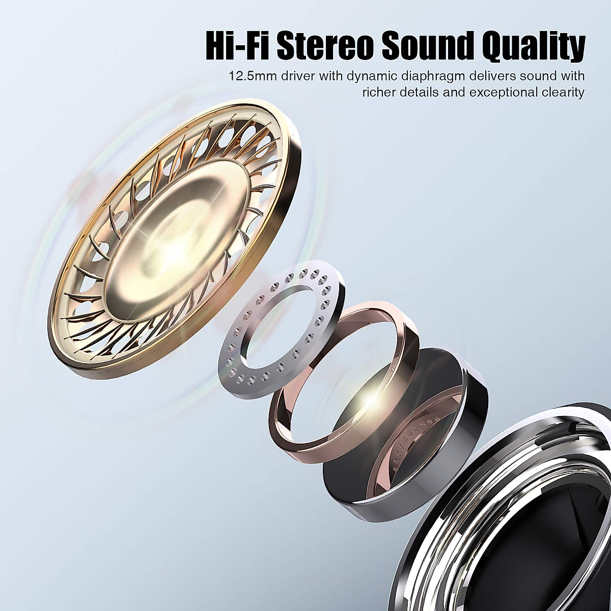 [2021 Upgraded]Wireless Earbuds Bluetooth 5.0 Earphones 4 Mics ENC Noise Cancelling for Call,Hi-Fi Stereo Sports Earbuds,IPX7 Waterproof,32 Hrs Playback Wireless Charging for iPhone and Android,Black