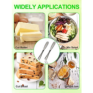 RIEOS 2 PCS Butter Spreader Knife, Stainless Steel Multi-Function Butter Knives, Black Curler with Holes & Serrated Edge, 3- in- 1 Kitchen Gadgets for Cold Butter, Bread, and Jams