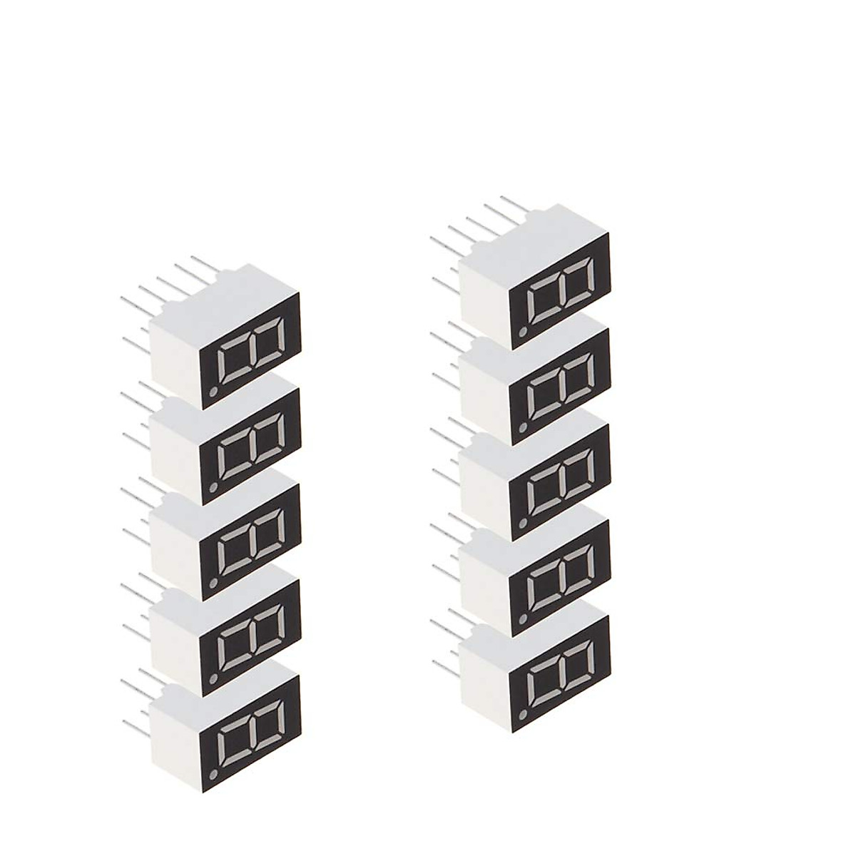 Bettomshin 10Pcs LED Digital Tube Common Anode 10 Pin 1 Bit 0.55 x 0.3 x 0.33 inch (LxWxH) 1.8" Red Display Digital 3161BS