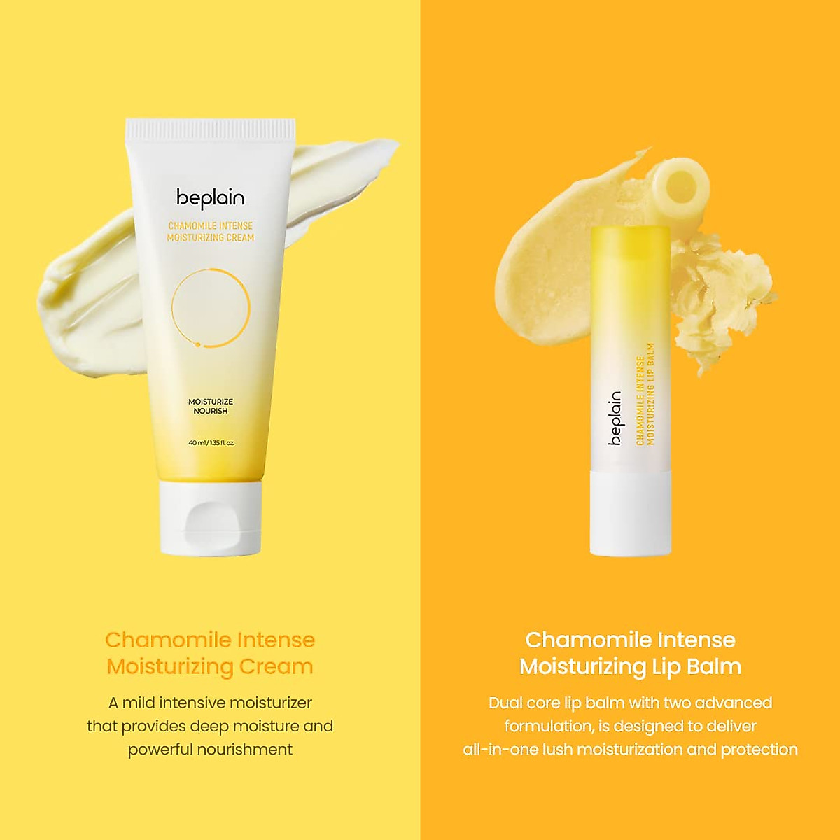 beplain Chamomile Relaxing Gift Set (Face Cream & Lip Balm & Candle) | Skin Care kit Gift Set | Natural Scent Free Korean Skin Care