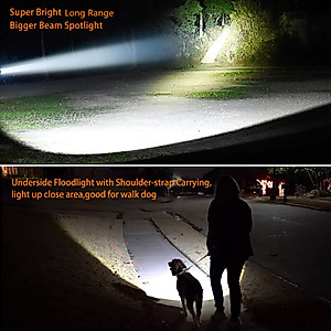 GEPROSMA Multi Functions Rechargeable Flashlight High Lumens,Handheld Spotlight LED 6000 Lumens Super Bright, Large Battery 10000 Long Lasting Powerful Searchlight Plus Side Lantern,Home Outdoor