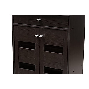 Baxton Studio Oullins Shoe Cabinet, Wenge Dark Brown
