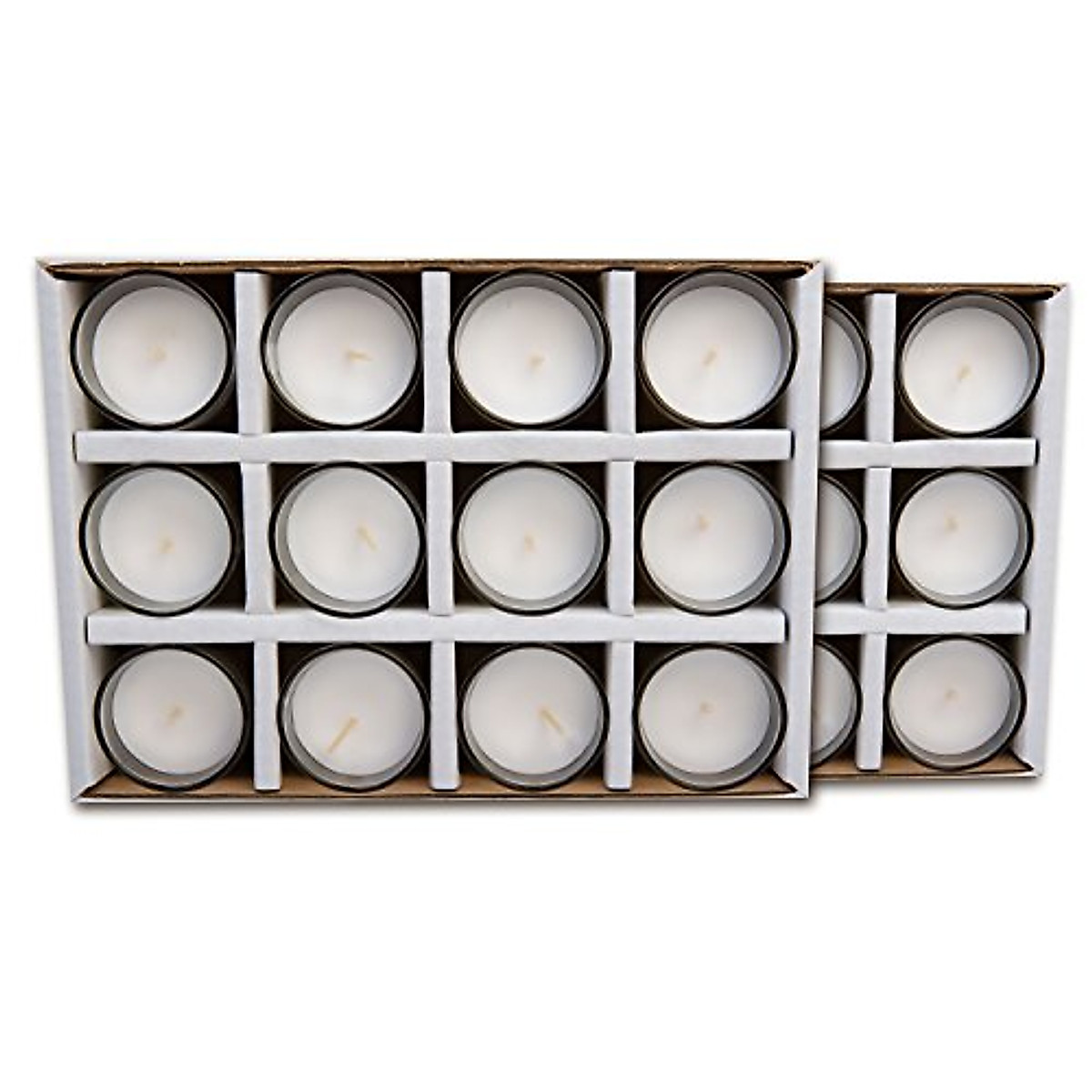 Harmonic Blossom Glass Votives 24 Pack - Premium White Unscented Votive Candles in Clear Elegant Holders - 15 Hour Long Lasting Burn Time - for Weddings, Parties and Event Decoration Centerpieces