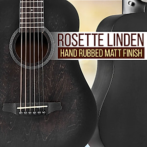 Pyle Acoustic Guitar Kit, 1/2 Junior Size All Wood Steel String Instrument for Beginner Kids, Adults, 34" Black Matte