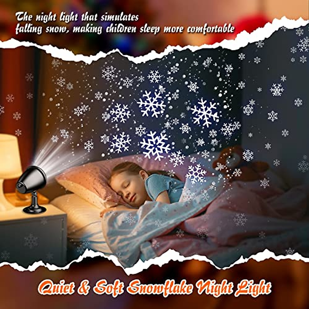 Christmas Projector Lights Outdoor & Indoor, 【2 Packs】 Snowflake Projector Lights, IP65 Waterproof LED White Snowfall Christmas Lights, Perfect for Xmas Party Wedding Garden Patio Decoration