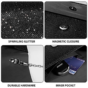 lovyoCoCo Evening Bag Clutch Purses for Women Ladies Sparkling Party Handbag Wedding Bag (Black)