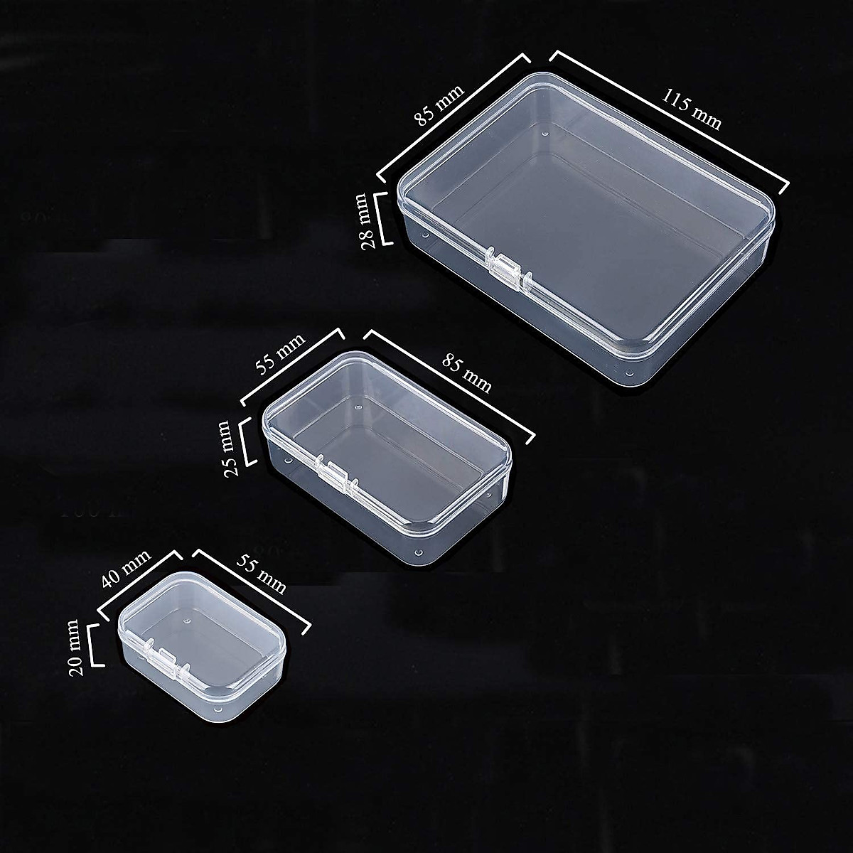 LJY Rectangular & Square Plastic Boxes Mixed Sizes