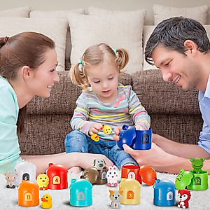 Aulynp Learning Toys for Toddlers 1-3, 24 Pcs Farm Animal Finger Puppets Baby Montessori Toys Barn Toy for Kids Toddler Sensory Toys Counting, Matching & Sorting Gift for Baby Boys Girls