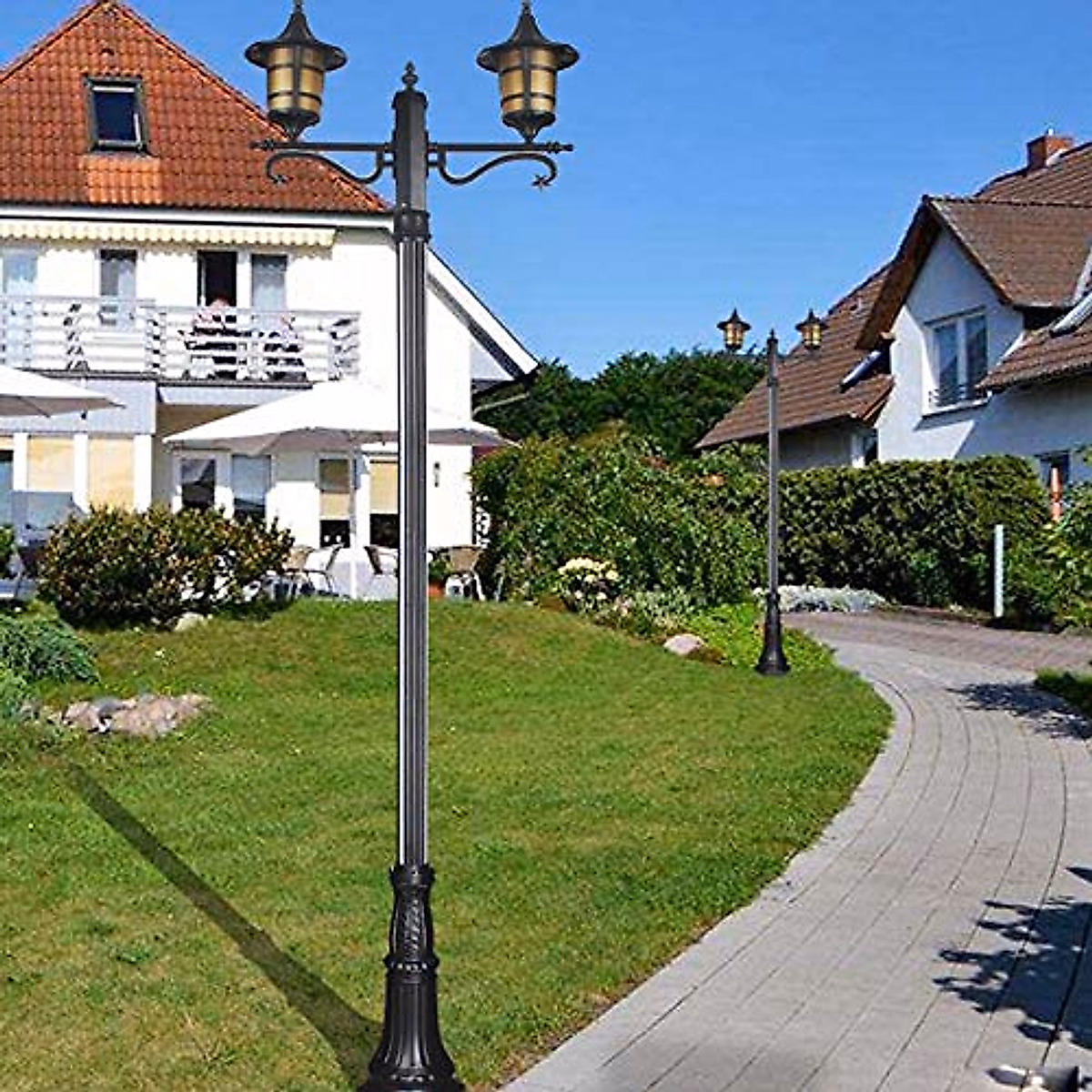 Modern High Pole Street Light European-Style Courtyard Post Light Outdoor Die-cast Light Waterproof Dual-Head Aluminum Pole Light LED Street Lamp Villa Park Solar Landscape Street Lamp