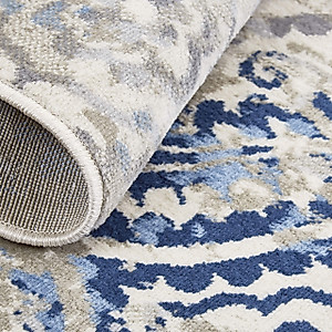 Home Dynamix Melrose Audrey Area Rug, 2x7 Runner, Ivory/Blue