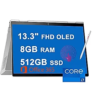 HP Envy x360 13 2-in-1 Laptop 13.3" FHD OLED Touchscreen 11th Gen Intel 4-Core i7-1195G7 8GB RAM 512GB SSD Intel Iris Xe Graphic Backlit Fingerprint Thunderbolt B&O Win11 Silver + Pen