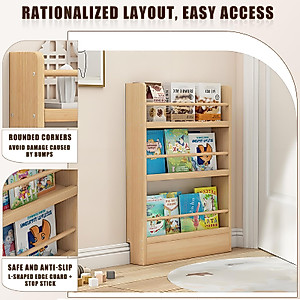 HKJBEQU Wooden Book Shelf, 3/4/5/6 Tier Behind The Door Bookshelf, Book Shelf for Bedroom, Floor Standing Bookcase, Kids Bookshelf Wall Mounted, Book Shelves for Bedroom, Living Room, Study Room