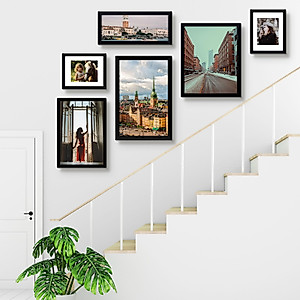 Golden State Art, 11x14 Black Photo Wood Frame with Real Glass and White Mat for 8x10 Picture