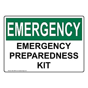 ComplianceSigns.com EMERGENCY Emergency Preparedness Kit OSHA Label Decal, 5x3.5 inch 4-Pack Vinyl