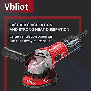 VBLIOT 780w Angle Grinder 4-1/2 Inch Power Grinder Tool 6Amp Power Grinder with 360° Rotational Guard 11000rpm Power Angle Grinders for Cutting and Grinding Metal Stone Wood grinder tool