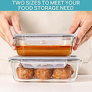 Vtopmart 10Pack (35oz+22oz) Glass Food Storage Containers with Lids, Meal Prep Containers, Airtight Lunch Bento Boxes with Snap Locking Lids, for Microwave, Oven, Freezer and Dishwasher