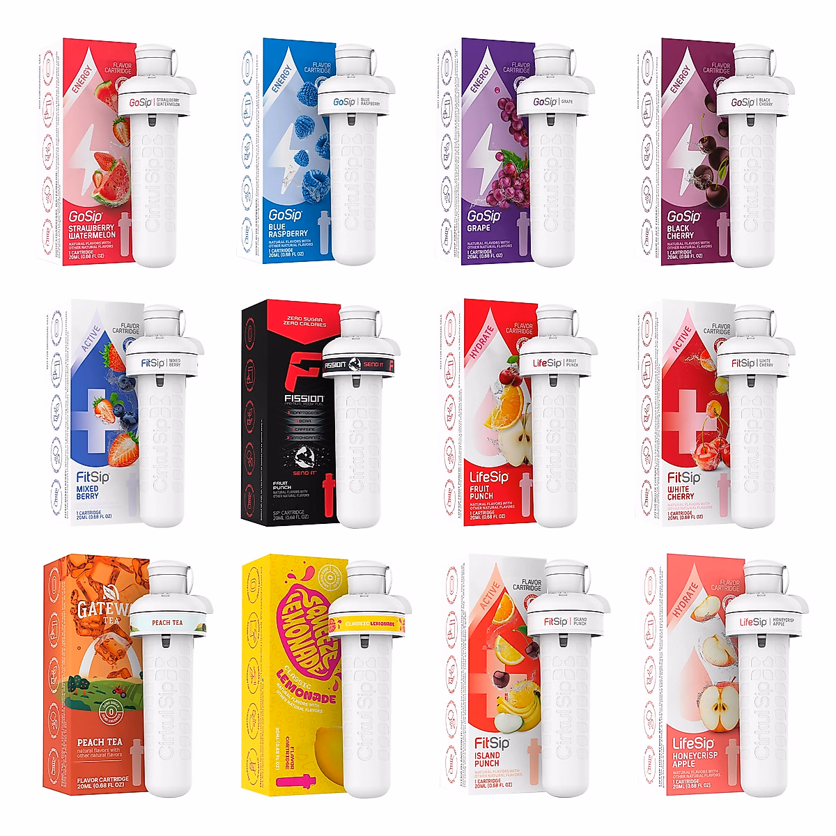 FHS Retail Hydrate Flavor Cartridges Energy Drink Mix - Refreshing Hydration - Mixed Flavor Pack of 6 Random Cartridges.